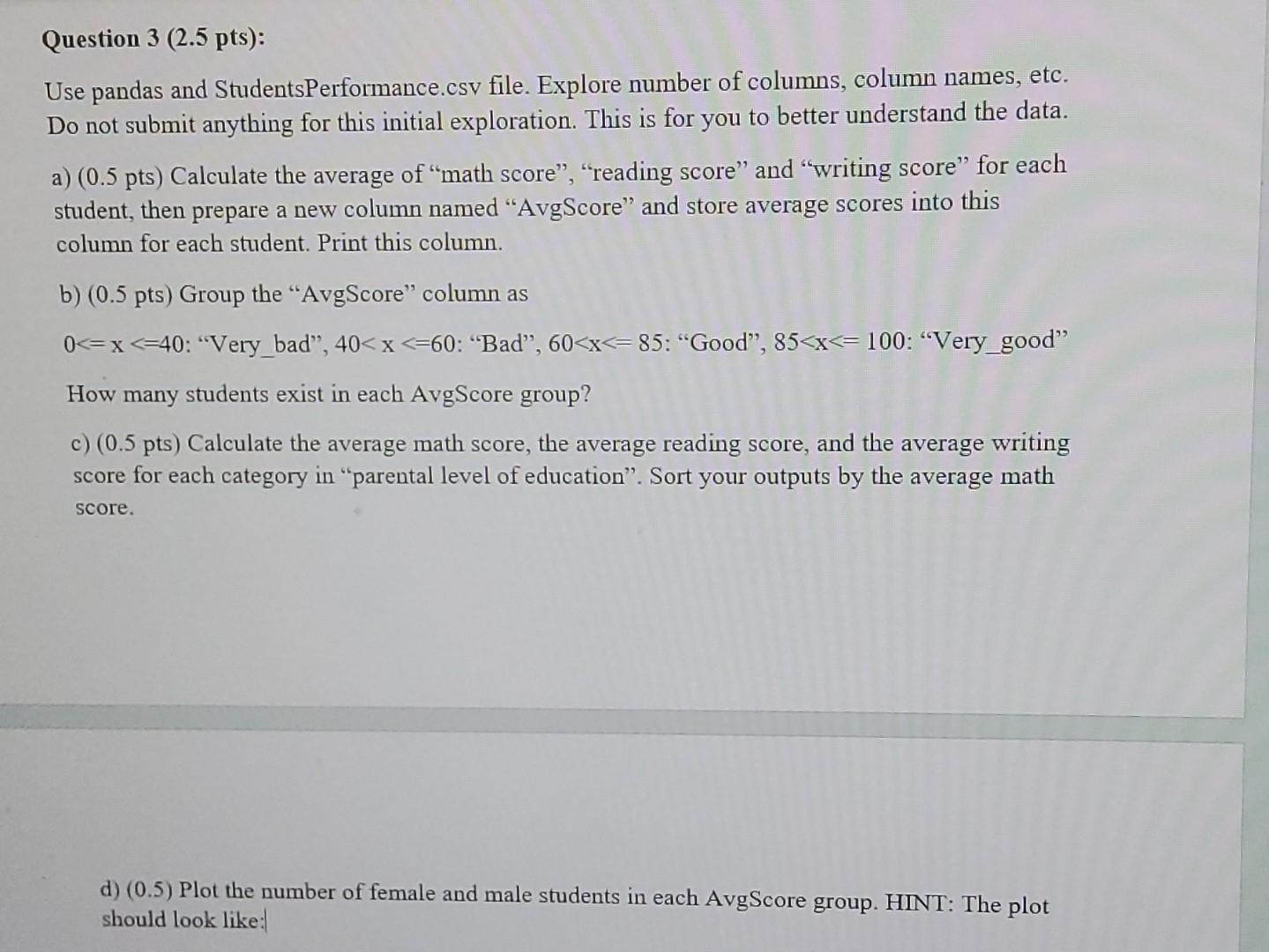 Question 3 (2.5 pts): Use pandas and | Chegg.com