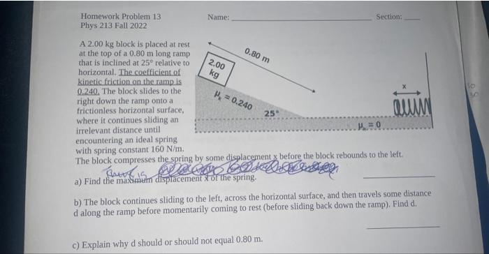 Solved Homework Problem 13 Phys 213 Fall 2022 A 2.00 kg | Chegg.com
