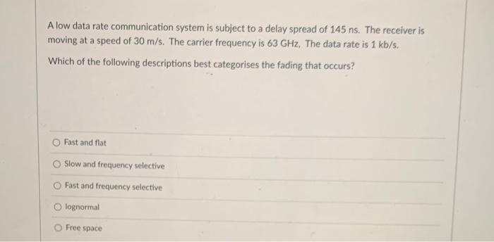 Solved A low data rate communication system is subject to a | Chegg.com