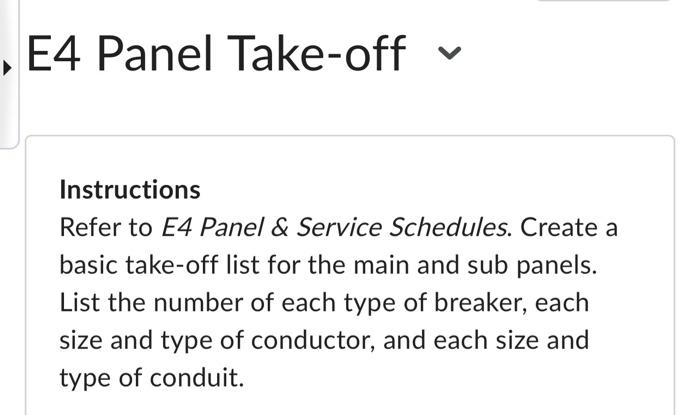 Refer to E4 Panel & Service Schedules. Create a basic | Chegg.com