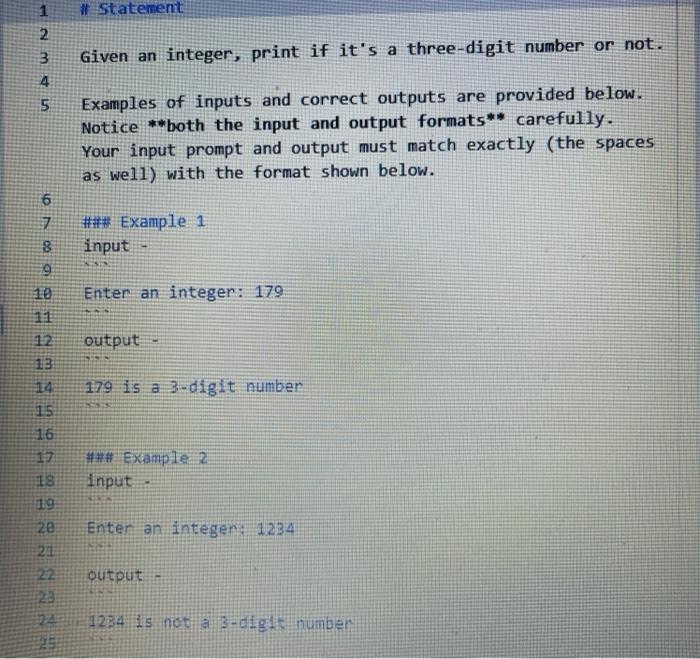 Solved 1 Statement 2 3 4 Given An Integer Print If Its A