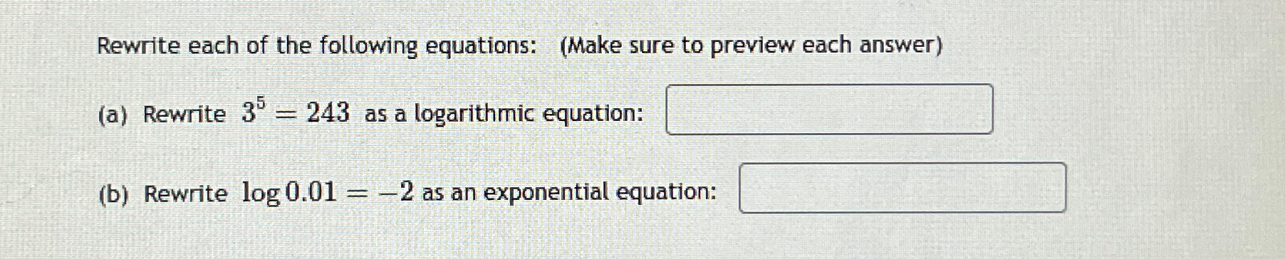 Solved Rewrite each of the following equations: (Make sure | Chegg.com
