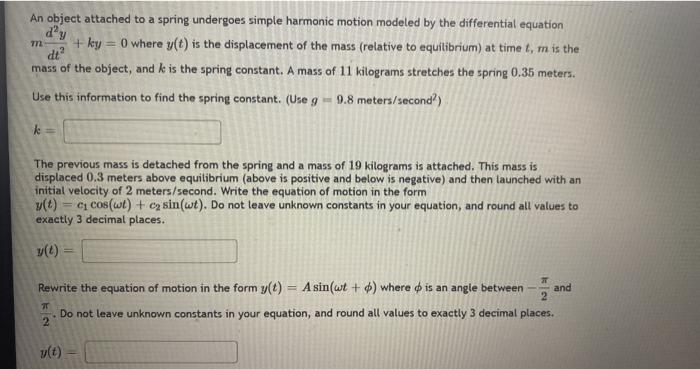 Solved An object attached to a spring undergoes simple | Chegg.com