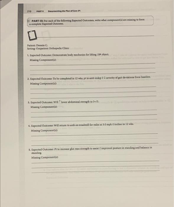 Solved PART IIts For each of the following Expected | Chegg.com