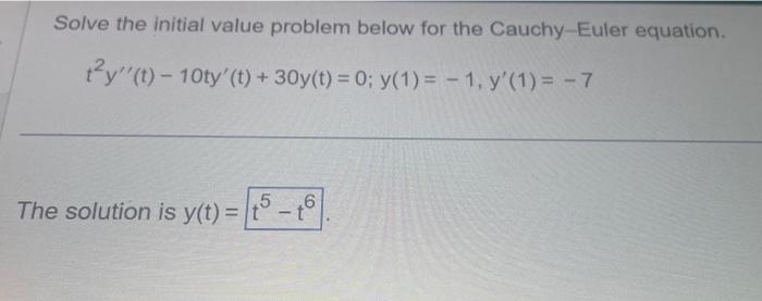 Solved Solve the initial value problem below for the | Chegg.com