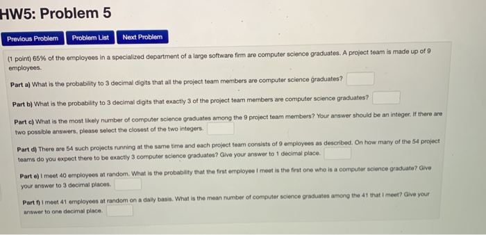 Solved HW5: Problem 5 Previous Problem Problem List Next | Chegg.com