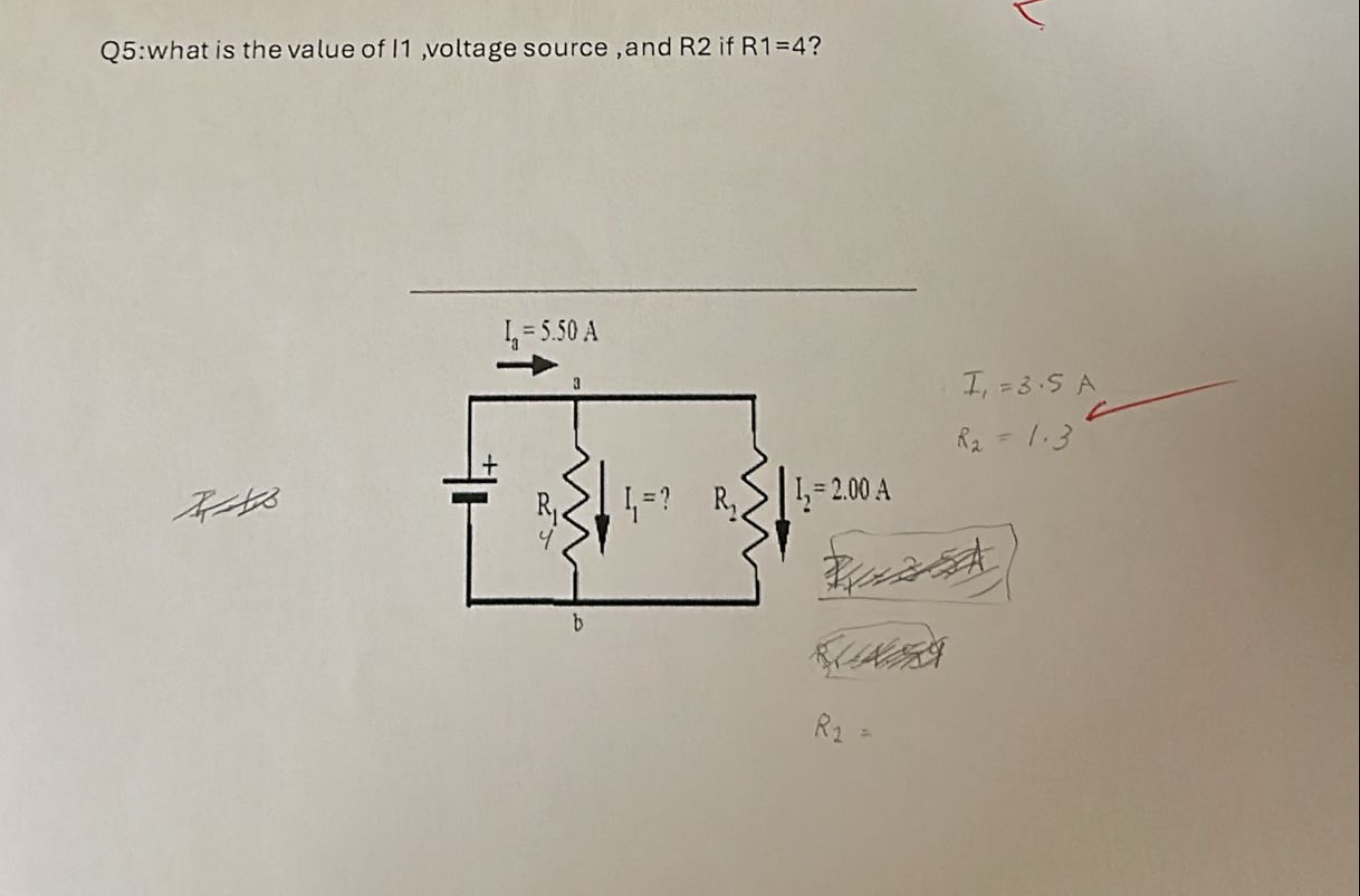 Solved Q5: what is the value of 11 , ﻿voltage source, and R2 | Chegg.com