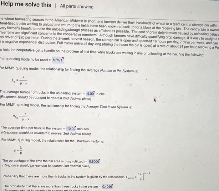 Solved a. average number of trucks in the unloading system = | Chegg.com