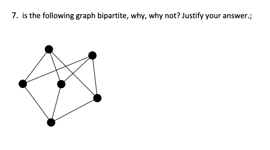 is the following graph bipartite, why, why not? | Chegg.com