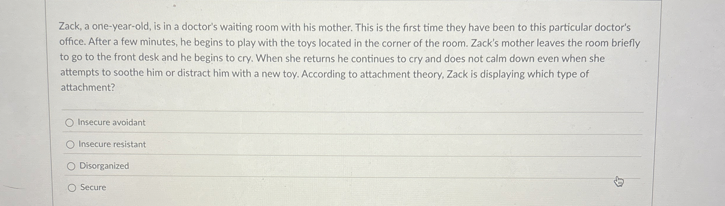 Solved Zack, a one-year-old, is in a doctor's waiting room | Chegg.com