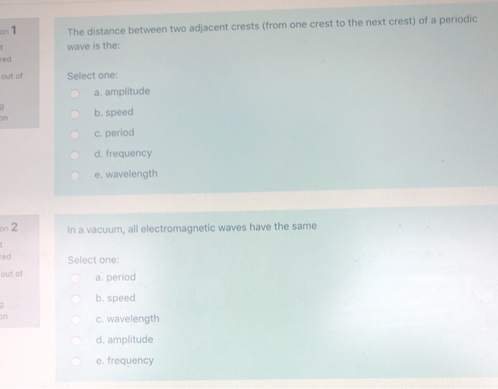 Solved on 1 The distance between two adjacent crests (from | Chegg.com