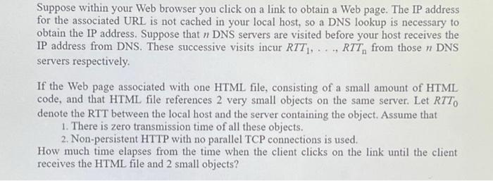 Solved Suppose within your web browser you click on a link | Chegg.com