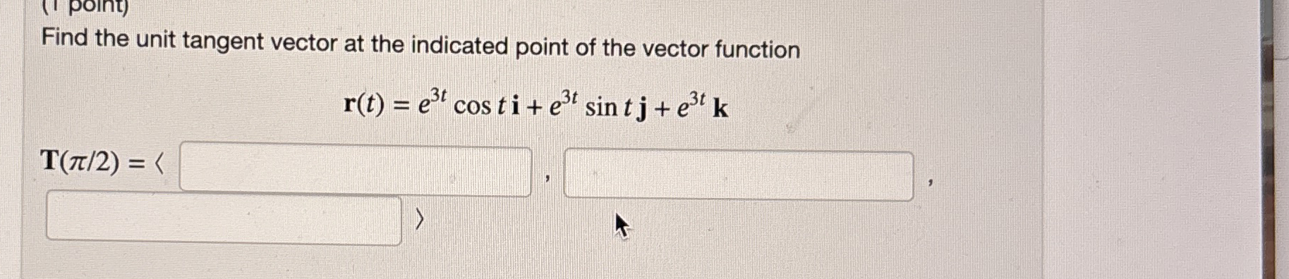 Solved Find the unit tangent vector at the indicated point | Chegg.com
