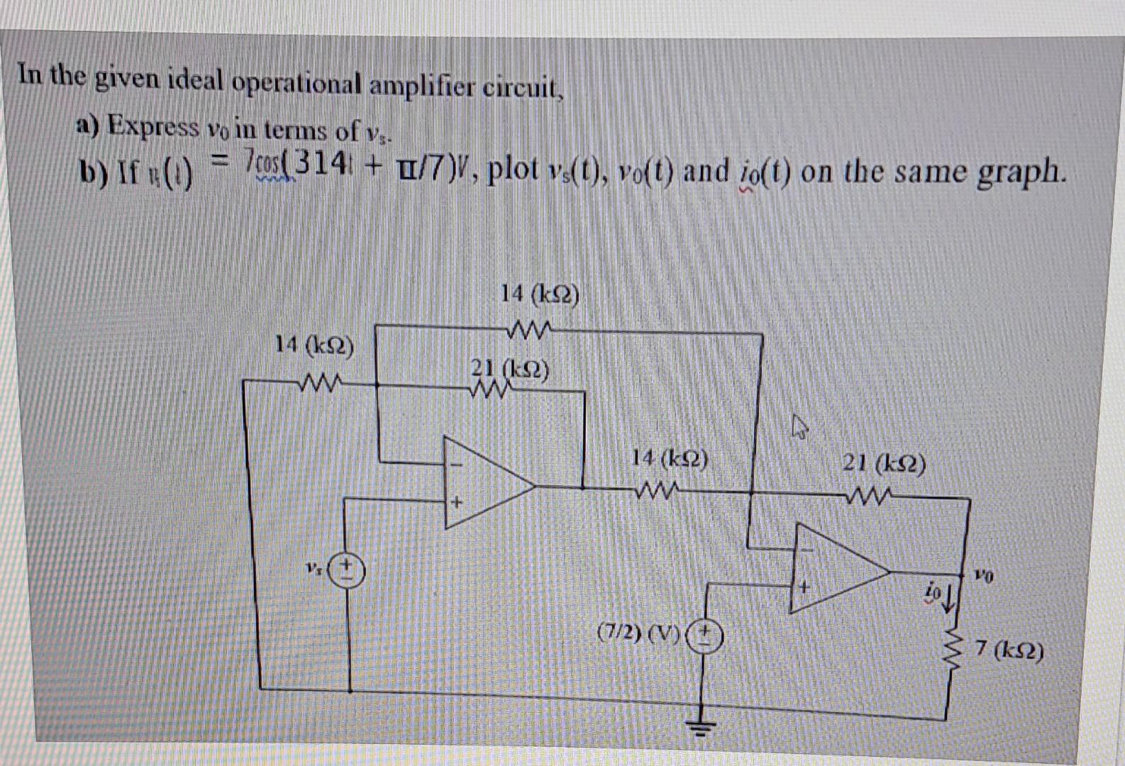 Solved In the given ideal operational amplifier circuit, a) | Chegg.com