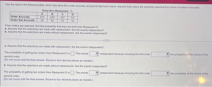 Solved If two orders are selected, find the probability that | Chegg.com