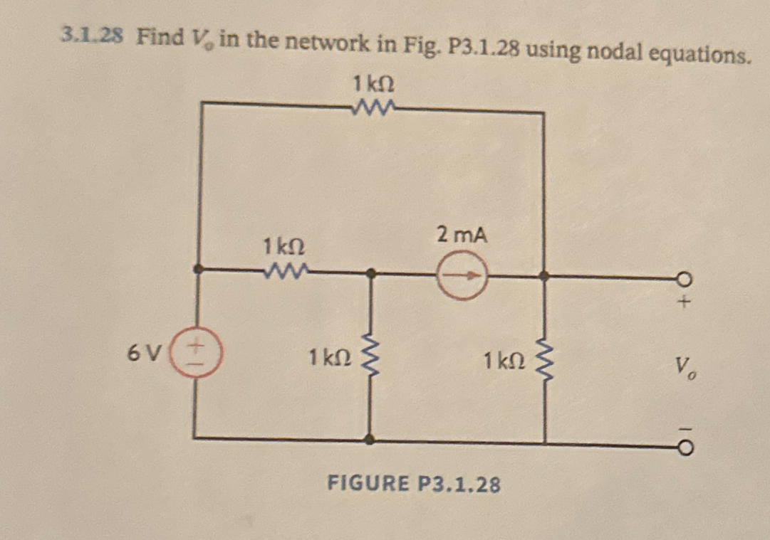Solved 3.1.28 ﻿Find V0 ﻿in the network in Fig. P3.1.28 | Chegg.com