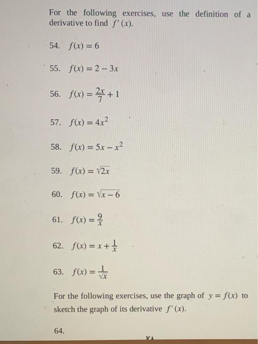 Solved For the following exercises, use the definition of a | Chegg.com