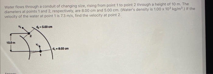 Solved Water flows through a conduit of changing size, | Chegg.com