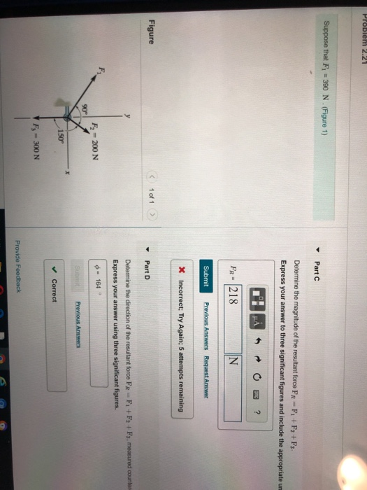 Solved oblem 2.21 Suppose that F1 = 390 N. (Figure 1) Part A | Chegg.com