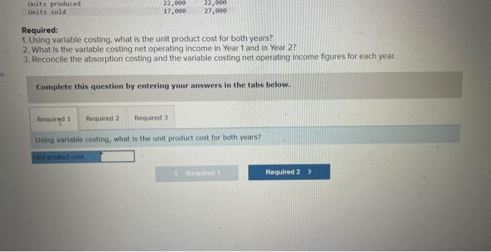 Solved Required: 1. Using varlable costing, what is the unit | Chegg.com