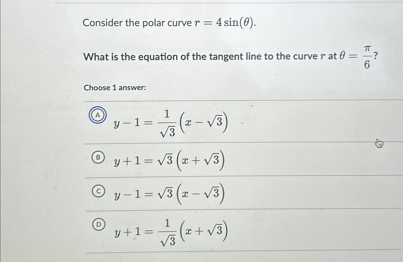 Solved Consider the polar curve r=4sin(θ).What is the | Chegg.com
