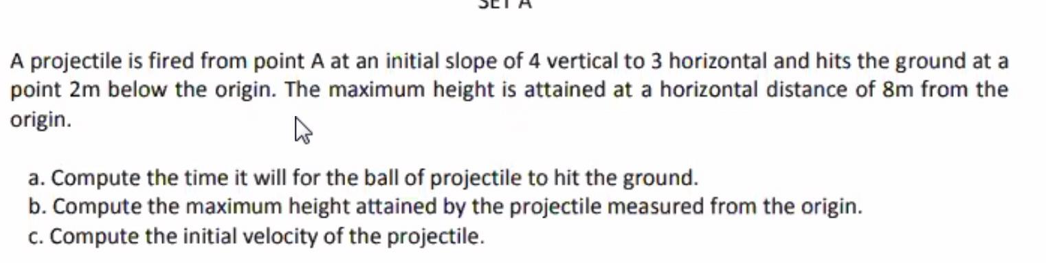 Solved A projectile is fired from point A at an initial | Chegg.com