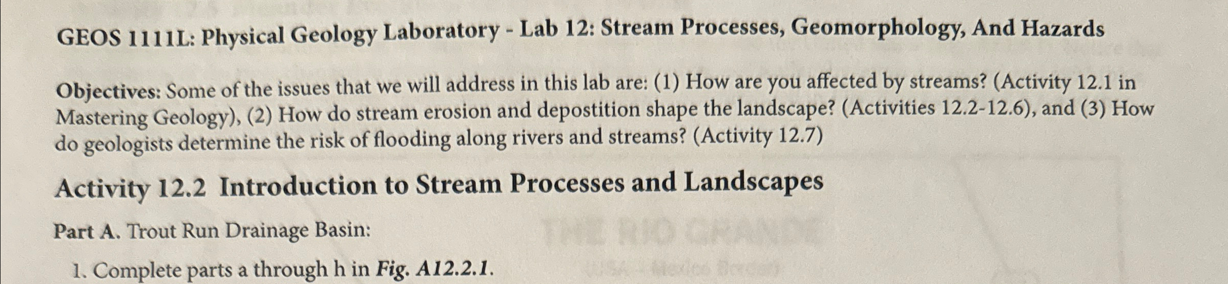 Solved GEOS 1111L: Physical Geology Laboratory - ﻿Lab 12: | Chegg.com