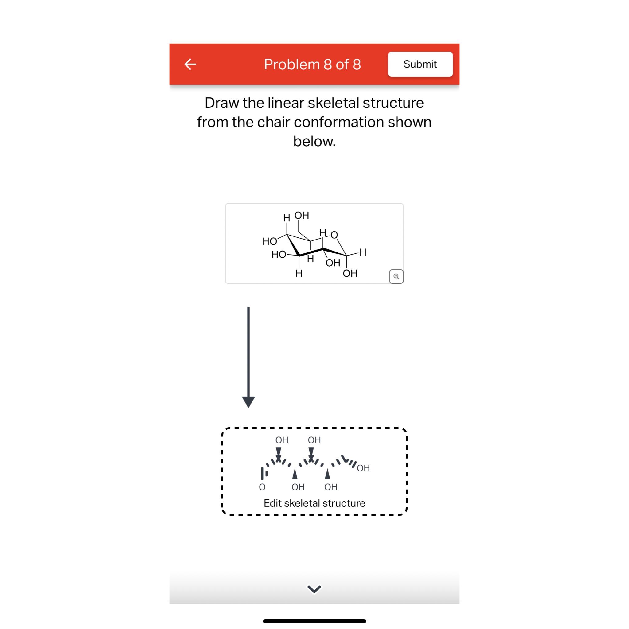 Solved Problem 8 ﻿of 8Draw the linear skeletal structure | Chegg.com