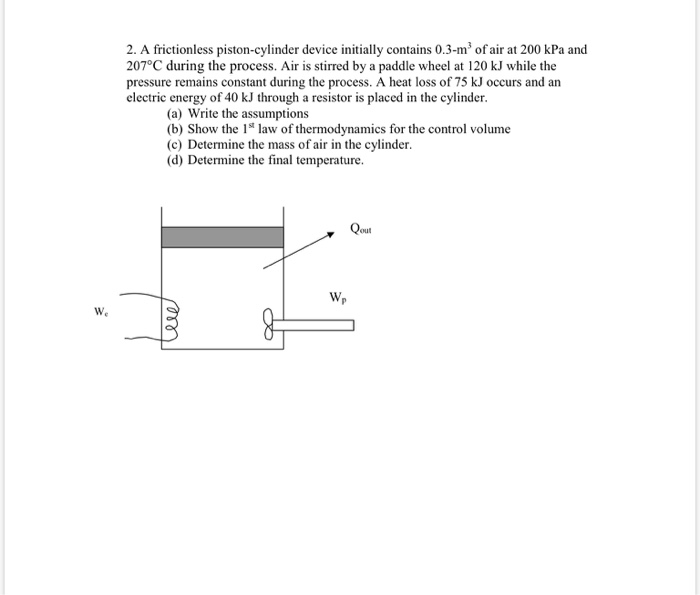 Solved 2. A frictionless piston-cylinder device initially | Chegg.com