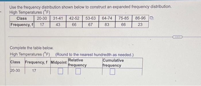 Solved Use the frequency distribution shown below to | Chegg.com