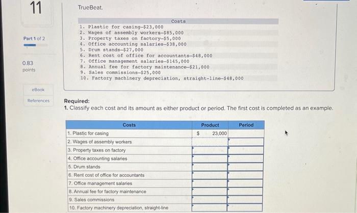 Solved Required: 1. Classify each cost and its amount as | Chegg.com