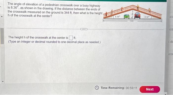 Solved The angle of elevation of a pedestrian crosswalk over | Chegg.com