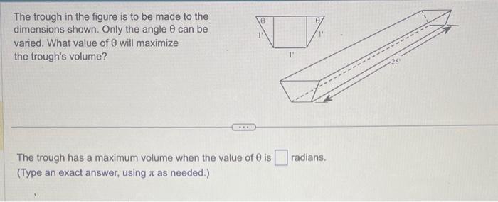 Solved The trough in the figure is to be made to the | Chegg.com