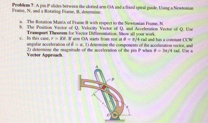 Solved Problem 7: A pin P slides between the slotted arm OA | Chegg.com