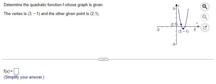 Solved Determine the quadratic function f ﻿whose graph is | Chegg.com