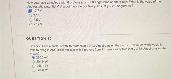 Solved Now you have a nucleus with 10 protons, placed at | Chegg.com
