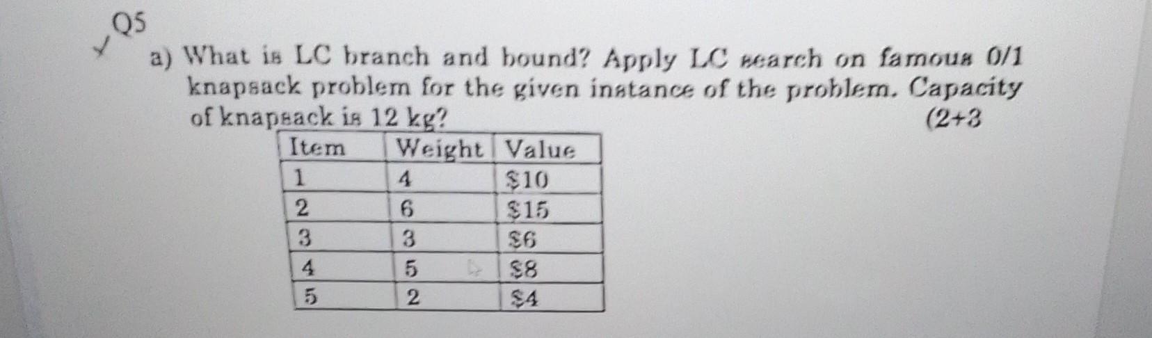 Solved a) What is LC branch and bound? Apply LC search on | Chegg.com