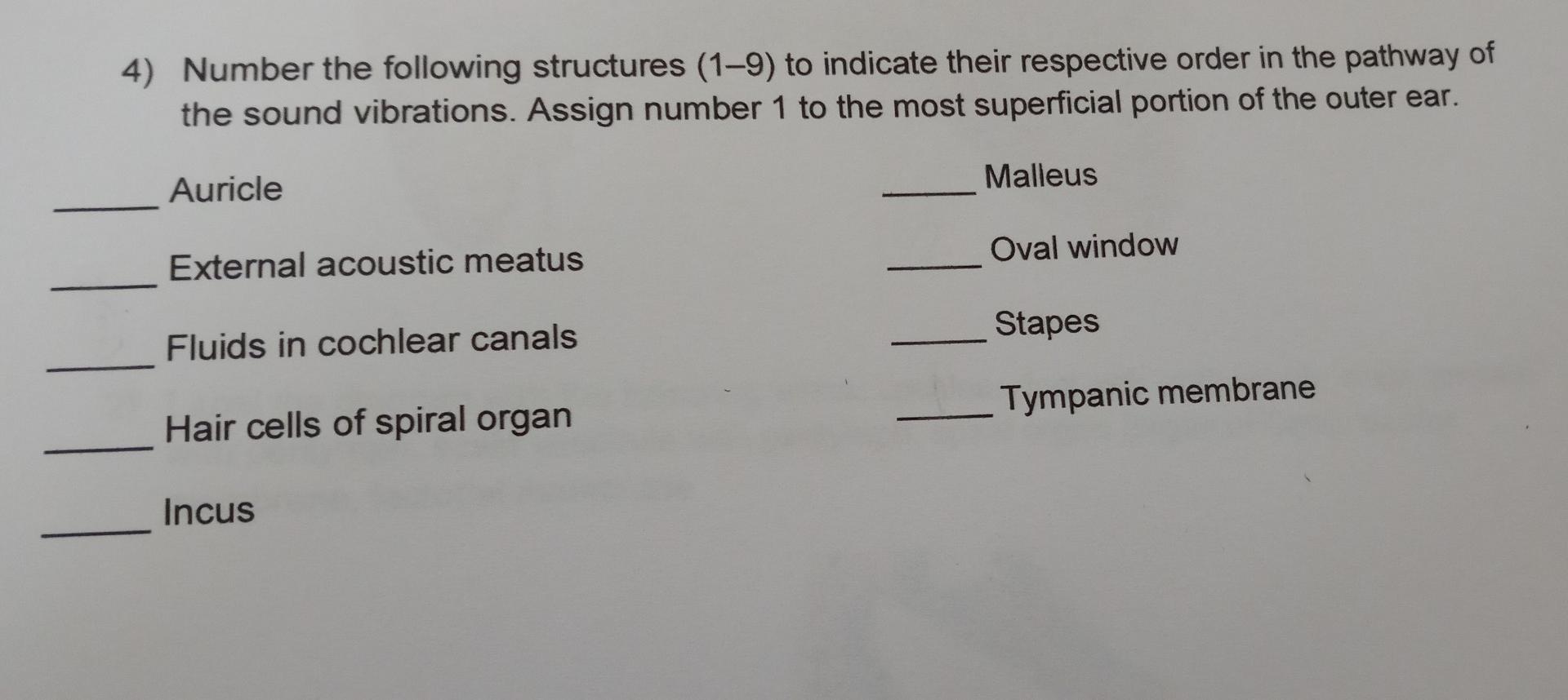 Solved 4) Number the following structures (1-9) to indicate | Chegg.com