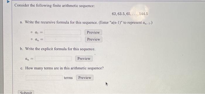 Solved A Consider the following finite arithmetic sequence: | Chegg.com