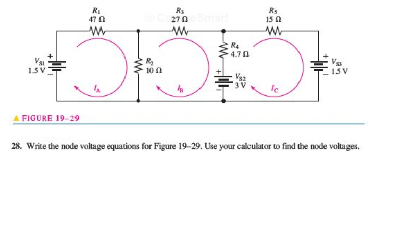 Solved Write The Node Voltage Equations For Figure 19 29