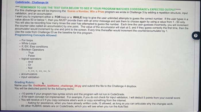 Solved For this challenge we will be improving the Guess a | Chegg.com