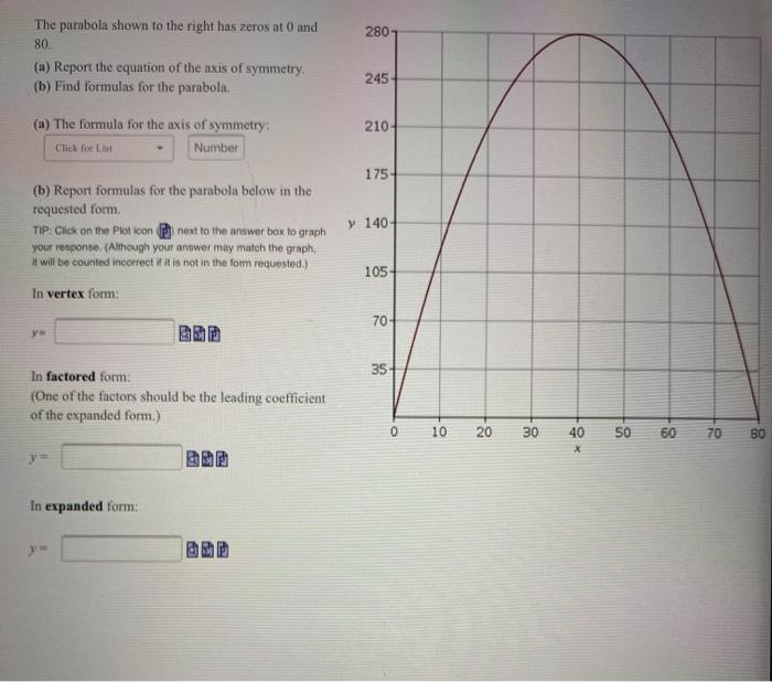 Solved The parabola shown to the right has zeros at O and | Chegg.com