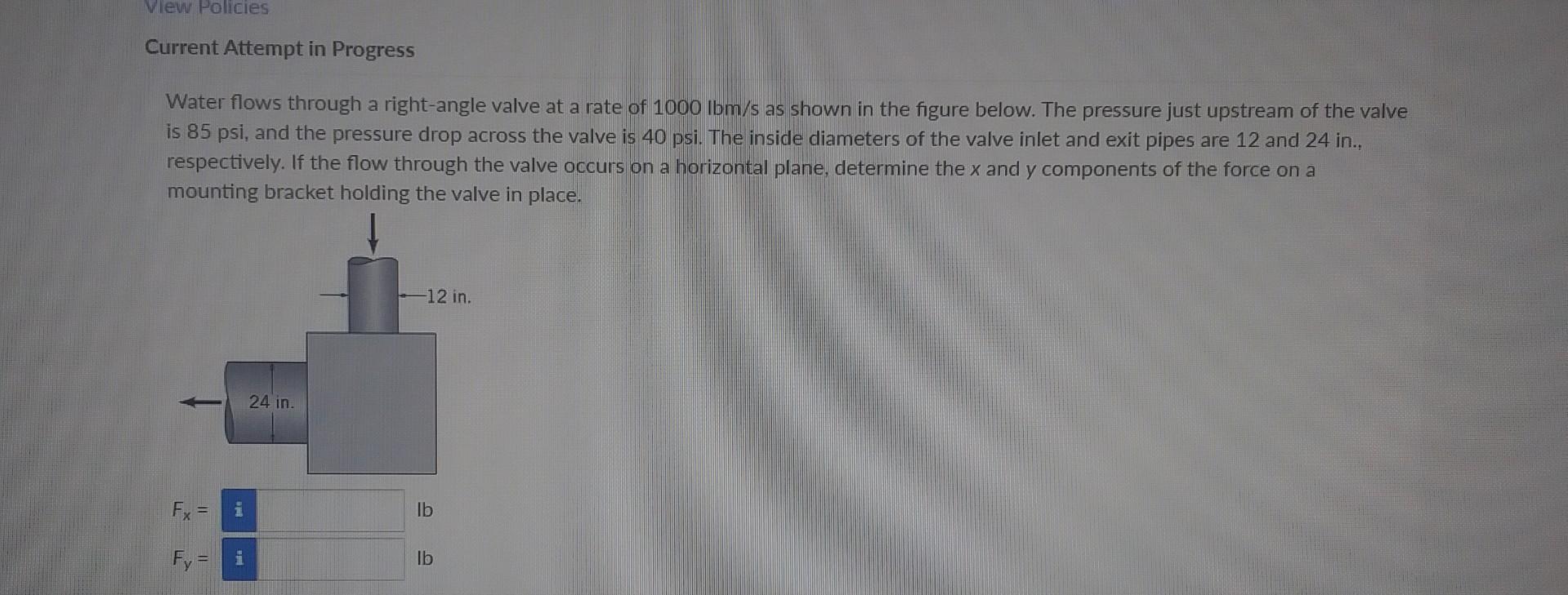 Solved Water flows through a right-angle valve at a rate of | Chegg.com