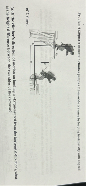 Solved Problem 4 ( 20pts ) ﻿A mountain climber jumps a | Chegg.com