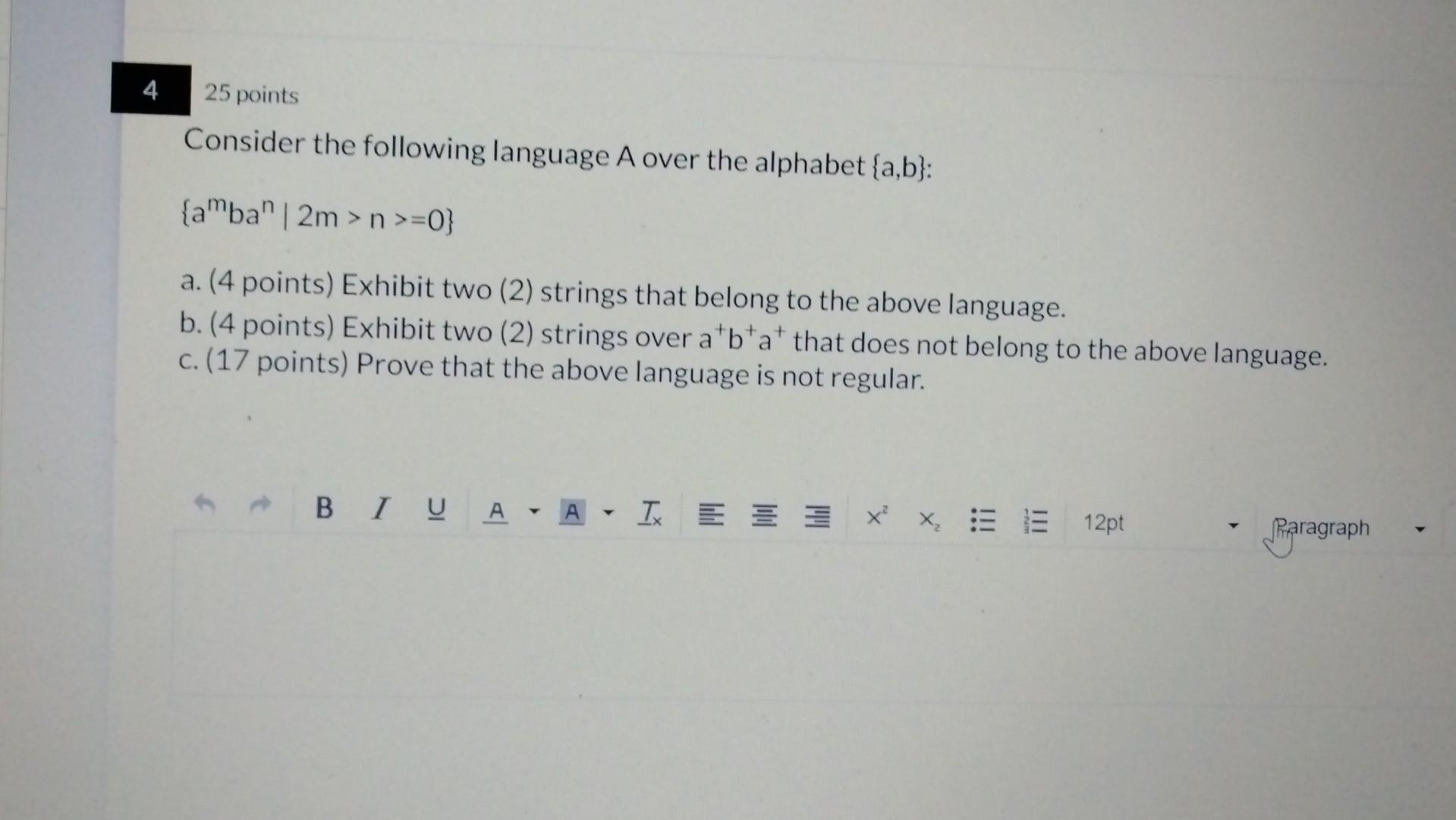 Solved Consider the following language A over the alphabet | Chegg.com