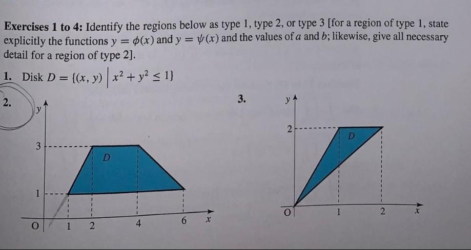 Solved Exercises 1 to 4: Identify the regions below as type | Chegg.com