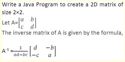 Solved Write a Java Program to create a 2D matrix of size | Chegg.com