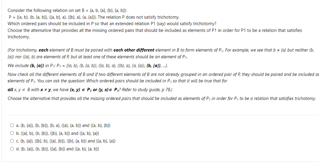 Solved Consider the following relation on set | Chegg.com