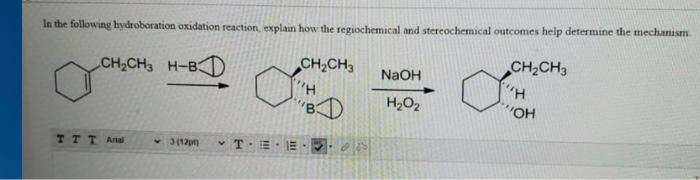 Solved In the following hydroboration oxidation reaction | Chegg.com
