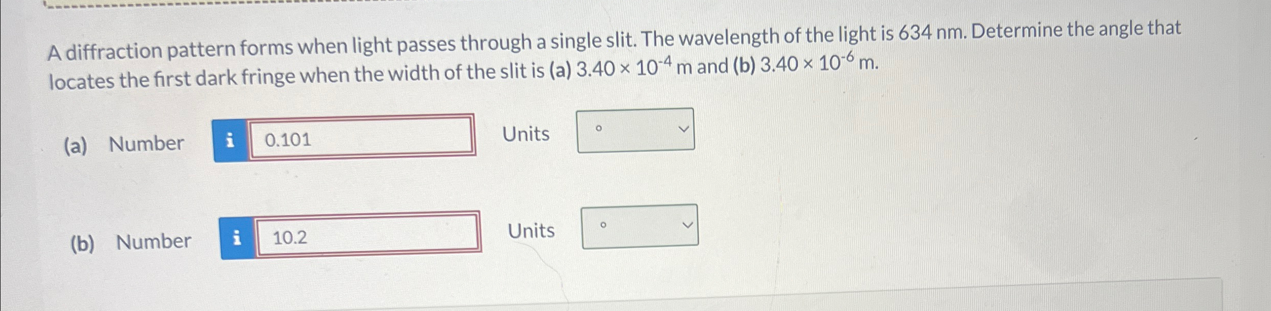 Solved A diffraction pattern forms when light passes through | Chegg.com